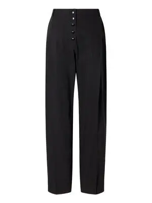 ST. AGNI Pleated Wool Wide-leg Trousers - Black