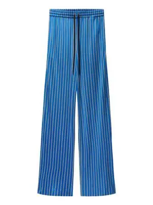 Versace Meandros Striped Viscose Jersey Trousers - Blue