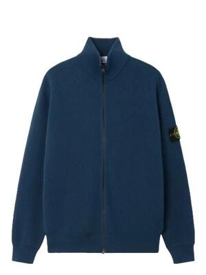 Stone Island Regular Fit Zip-up Jumper With Stand Collar - Slate Blue