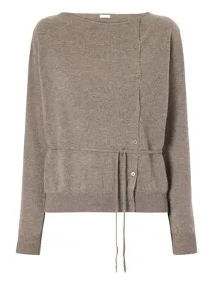 ST. AGNI Asymmetrical Belted Cashmere Cardigan - Brassy