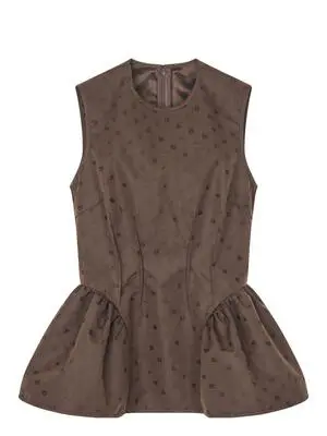 Cecilie Bahnsen Sleeveless Round Neck Top With Zipper Closure - Brown