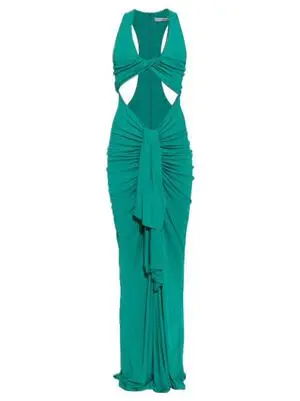 Christopher Esber Sleeveless Draped Openwork Maxi Dress - Malachite