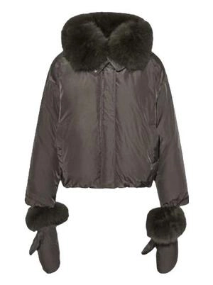YVES SALOMON Yves Salomon Short Technical Fabric Down Jacket With Detachable Fox Fur Collar