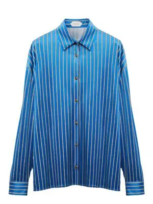 Versace Viscose-jersey Shirt With Greca Motif - Blue