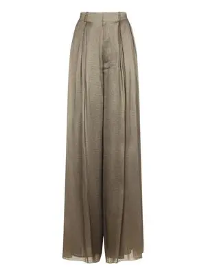 Ralph Lauren Greer Pleated Lamé Wide-leg Trousers - Bronze
