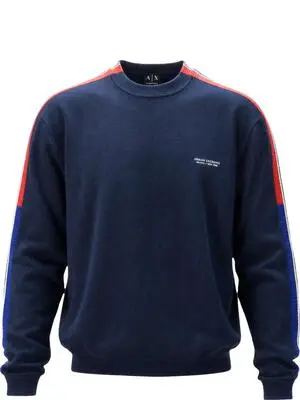 Armani Exchange Long-sleeved Drop Shoulder Knit Sweater With Paneled Sleeves - Black