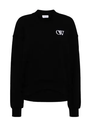 Off-White Sweatshirt With Initial Appliqu - Black