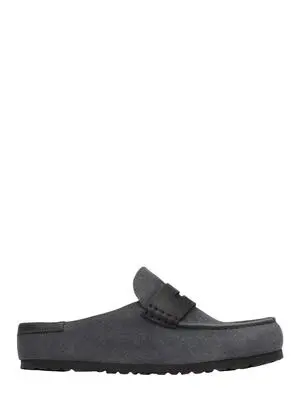 BIRKENSTOCK Naples Wrapped Mixed Leather Clogs - Charcoal