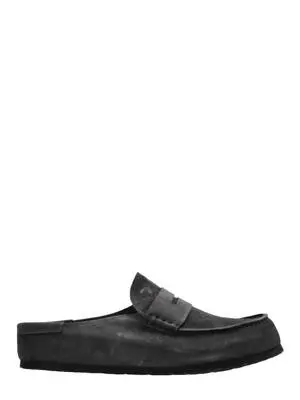 BIRKENSTOCK Round Toe Slip-on Slides - Charcoal