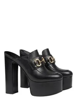 Gucci Platform Mule With Horsebit Detail - Black
