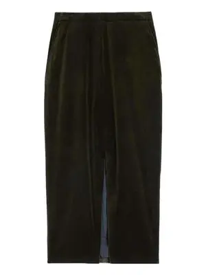 JIL SANDER Velvet Midi Skirt With Front Slit - Utility