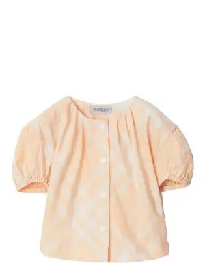 Burberry Checked Cotton Blouse - Nude