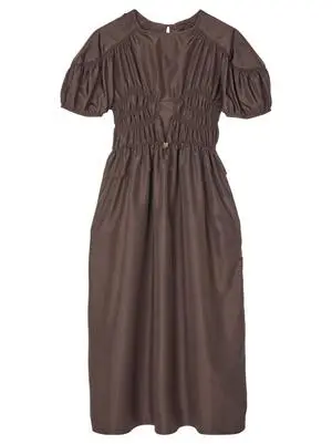 CECILIE BAHNSEN Cecilie Bahnsen Pleated Midi Dress With Drawstring Waist