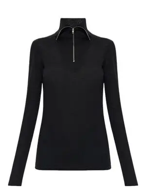 JIL SANDER High Neck Zip Long Sleeve Top - Black