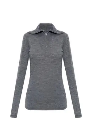 JIL SANDER Zip Stand-collar Long Sleeve Top - No