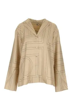 TOTEME Monogram Embroidered Shirt - Nude