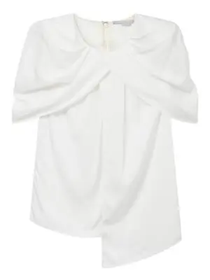 Stella McCartney Asymmetrical Draped Satin Top - White