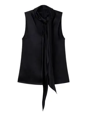 Stella McCartney Sleeveless High Collar Top With Tie Detail - Black