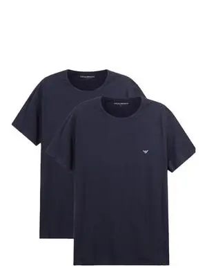 Emporio Armani Round Collar Short-sleeve T-shirt Two-piece Set - Black