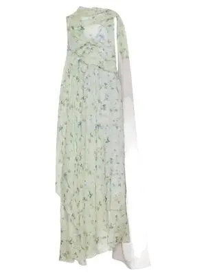 Givenchy Printed Draped Dress In Silk Chiffon With Lavallière - White