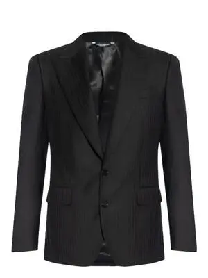 Dolce & Gabbana Dolce Gabbana Herringbone Single-breasted Blazer - Black