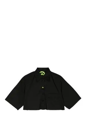 BARROW Logo Print Cotton Shirt - Black