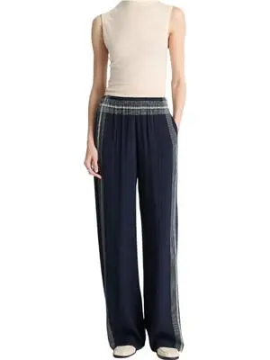 Vince Elasticated Waist Trousers With Side Slits - Black