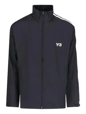 Y3 Logo Printed Zip-up Jacket With Straight Hem - Black