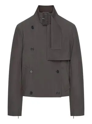COURREGES Courreges Double-Breasted Cotton Jacket With Belted Back Anthracite