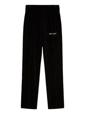 Palm Angels Logo Printed Straight Leg Pants - Black
