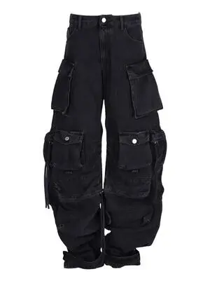 Attico The Fern Wide-leg Cargo Jeans - Black