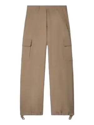 Off-White Beige Embroidered Cargo Trousers - Brown