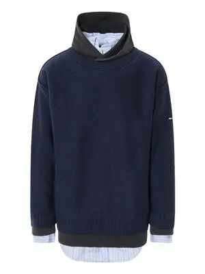 Balenciaga Logo Patch Knitted Hoodie - Black