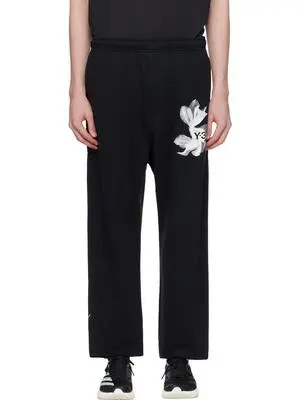 Y3 Graphic Print Drawstring Trousers - Black