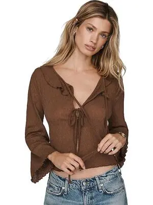 Anthropologie Plissé Cardigan Top - Pinecone