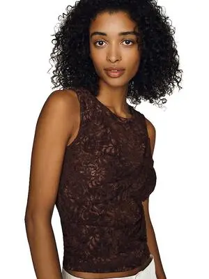 Anthropologie Lace Twist Pleat Top - Fudge