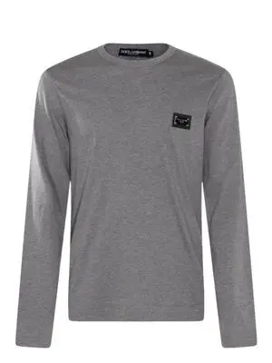 Dolce & Gabbana Dolce Gabbana Logo Plaque Crewneck T-shirt - Gray