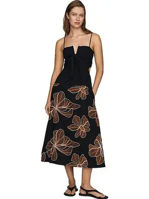 ENDLESS ROSE Endless Rose Embroidered Cotton Midi Dress