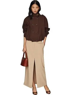 WHITEROOM + CACTUS Midi Skirt With Side Slit - Khaki