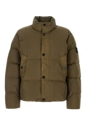 Stone Island Khaki Quilted Down Jacket - Green