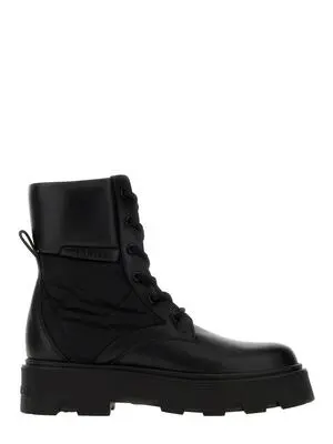 Moncler Leather And Fabric Aurea Ankle Boots - Black