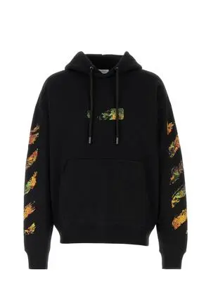 Off-White Cotton Sweatshirt With Graphic Print - Black