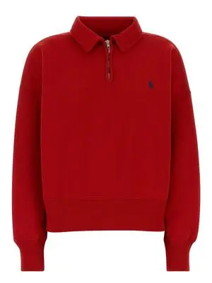 Polo Ralph Lauren Cotton Blend Quarter Zip Polo Shirt - Red