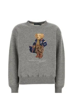 Polo Ralph Lauren Cotton Blend Sweatshirt With Polo Bear Print - Grey