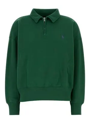 Polo Ralph Lauren Cotton Blend Quarter Zip Polo Shirt - Green