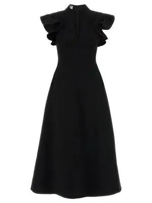 Moschino Jersey Dress With Ruffled Sleeves - Black