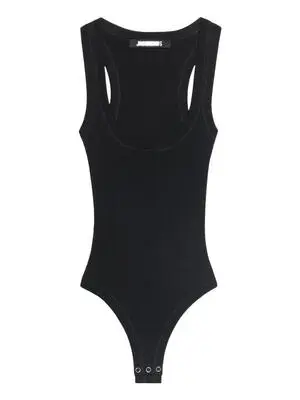 Jacquemus Ribbed Sleeveless Bodysuit - Black
