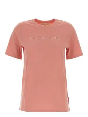 Michael Kors Cotton T-shirt With Embossed Logo - Pink