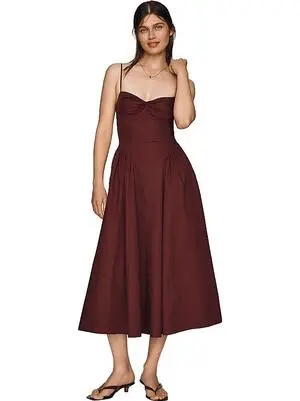 NIA Sweetheart Neckline Midi Dress - Plum
