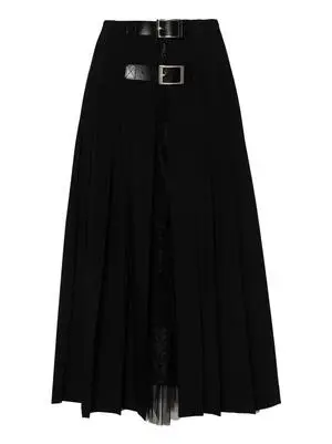 Ermanno Scervino Pleated Midi Skirt With Buckle Detail - Black